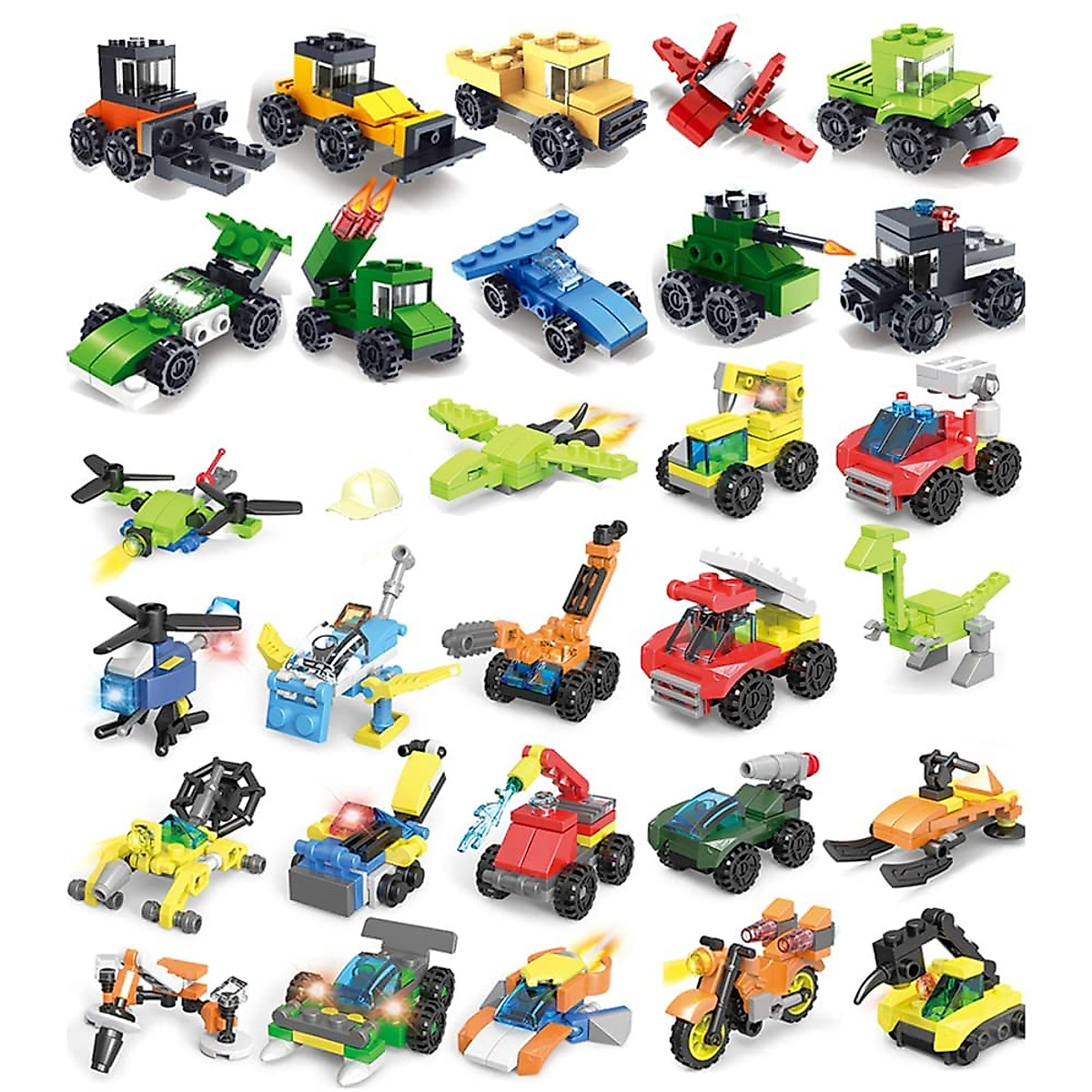 Mini Building Blocks Cars Toys Sets 30 Packs Assembly Mini Cars Toys for Boys, Girls STEM Building Car Plane Construction Truck Fire Tank Police Engineering Cars Party Gifts for Kids