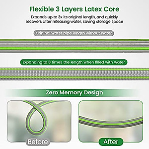 Expandable Garden Hose Water Pipe, 50FT Flexible Water Hose with 7 Function Spray Nozzle, Durable Triple Layer Latex Core Garden Hoses for Gardening Lawn Car Pet Washing