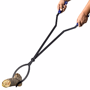 40" Heavy Duty Fire Tongs Firewood Grabber Tool with Scissor Shape Serrated, Log Claw Tongs for Bonfire Campfire Fire Pit Outdoor Indoor Log Grabber Tongs Rustproof Safely Moves Firewood