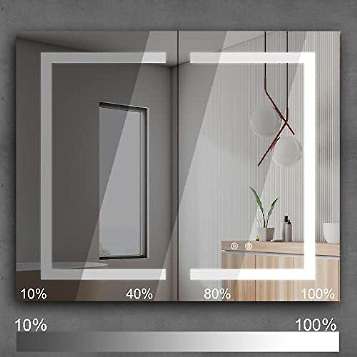 Wemin Smart Home Recessed or Surface 36x30 Inch LED Mirror Medicine Cabinet with Adjustable Color Temp, LED Lighted Medicine Cabinet w/Defogger, Light Color Dimmer(2700-6500K), Outlets & USB (36 x 30)