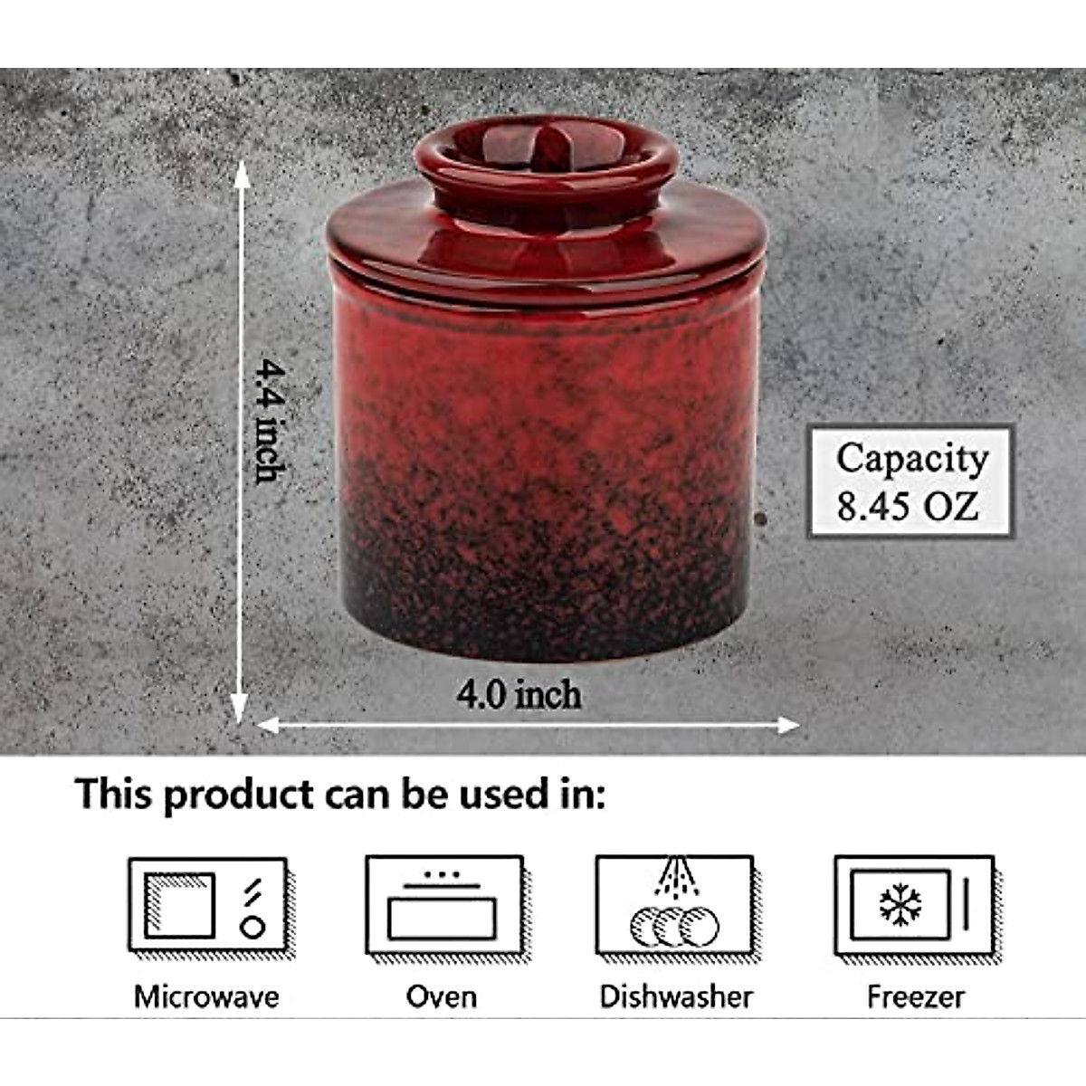 Pottery Butter Keeper Crock Butter Crock Red French Butter Dish Butter Crock For Counter With Water Ceramic Butter Holder Cup To Leave On Counter