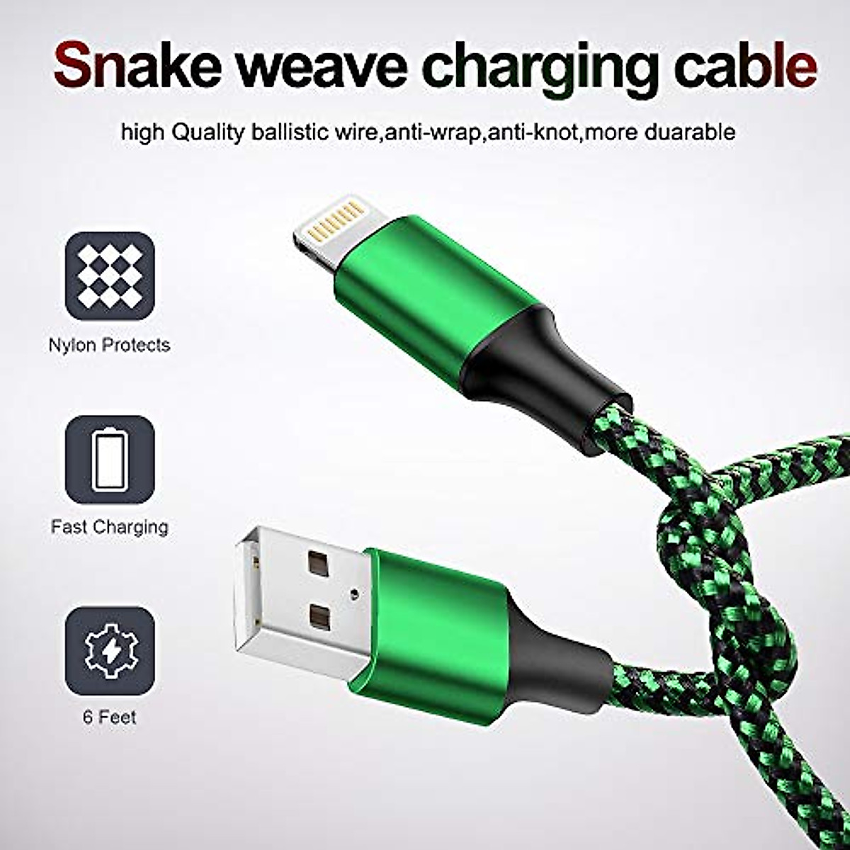 Charger iPhone Cable Cord [Apple MFi Certified] 4 Pack 3/3/6/6 FT USB Lightning Cable Nylon Braided Fast iPhone Charging Cord Data Sync USB Wire For iPhone 14/13/12/11Pro/11/XR/X/8/7/6/5,ipad, AirPods