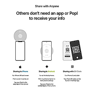 Popl XL Large 4" NFC Business Card Tap Sign Sticker - Instantly Share Contact Info, Social Media, Payment, Apps & More - Compatible with iPhone and Android - Features NFC Tap & QR Scan (Black)