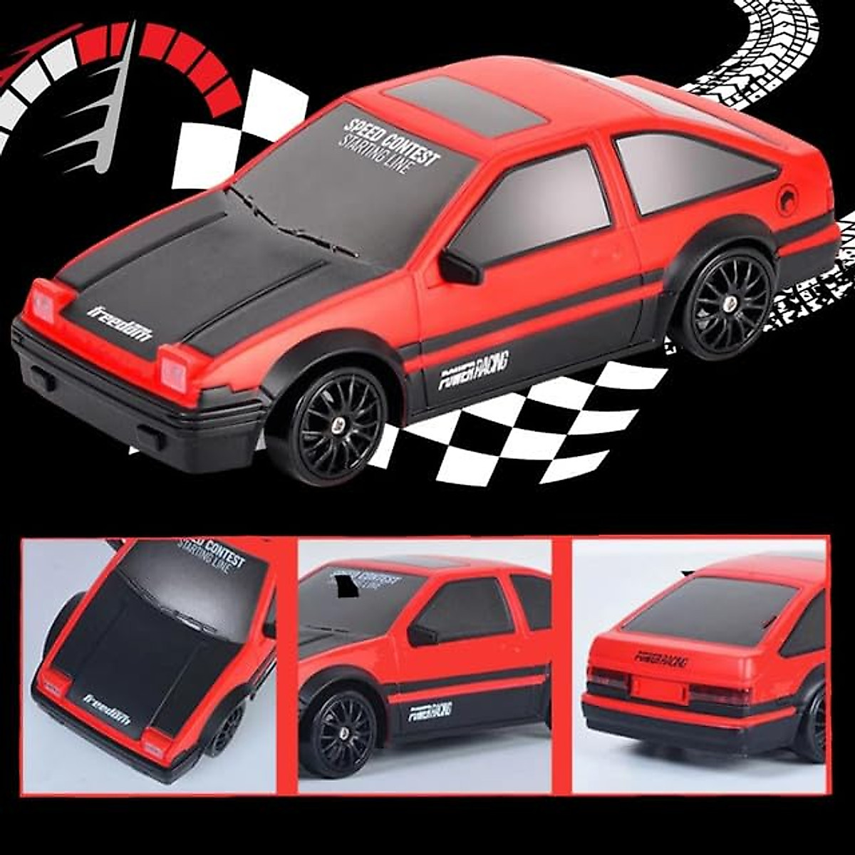 Liberty Imports RC Drift Car 1/24 2.4GHz 4WD Remote Control Sport Racing On-Road Vehicle with LED Light, Batteries and Drift Tires (Red)