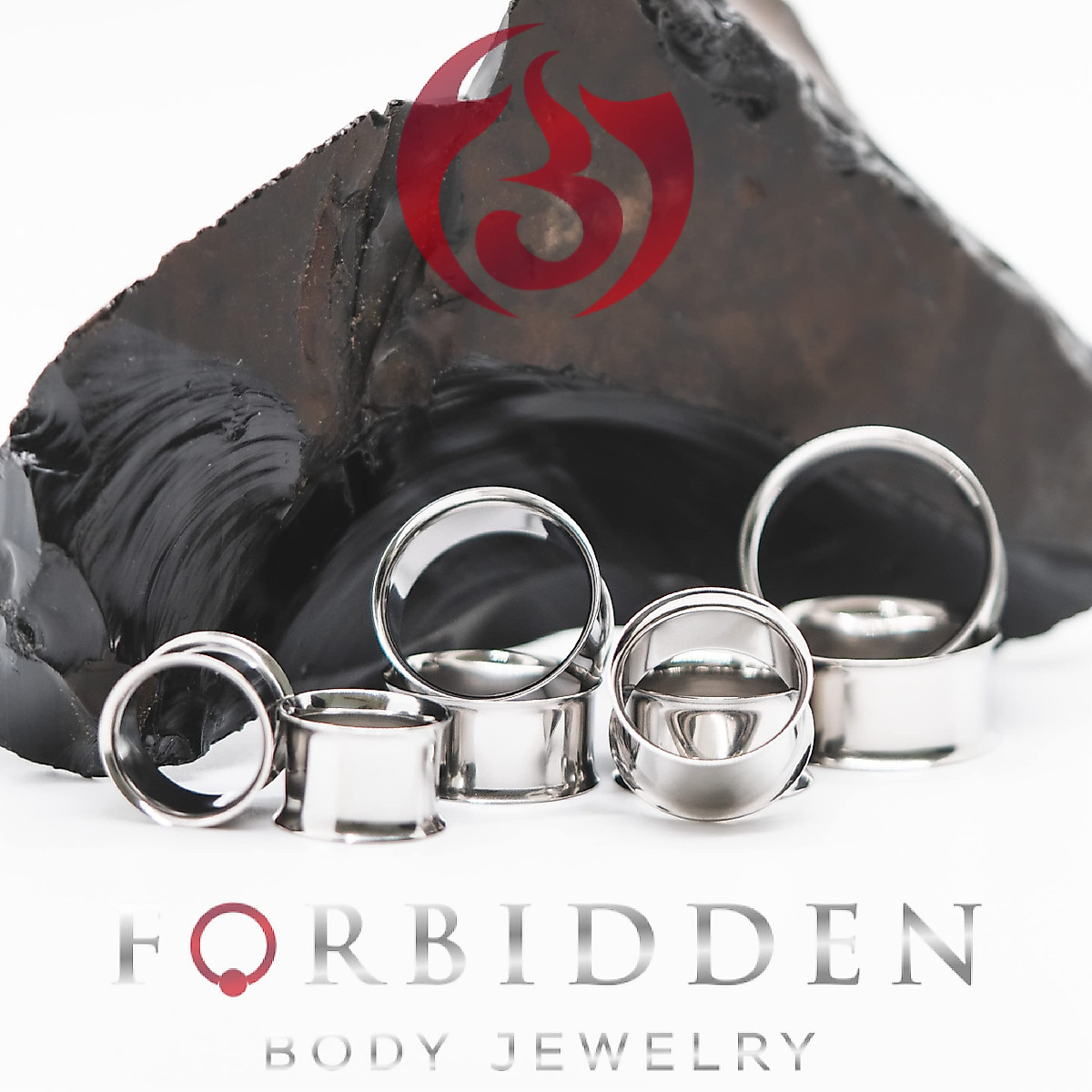 Forbidden Body Jewelry Ear Gauges, Ear Tunnels, Tunnels For Ears, 1/2 Inch (12mm) Surgical Steel Mirror Finish Double Flared Tunnel Plug Earrings (Sold in Pairs)