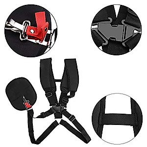 Yosoo Adjustable Trimmer Shoulder Strap Double Shoulder Harness Strap Garden Brush Cutter Lawn Mower Nylon Belt Black