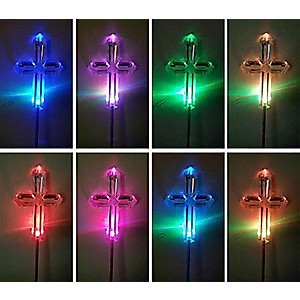 JAYXC HOME Set of 2 Clear Acrylic Cross Solar Garden Yard Landscape Path Stick LED Lights