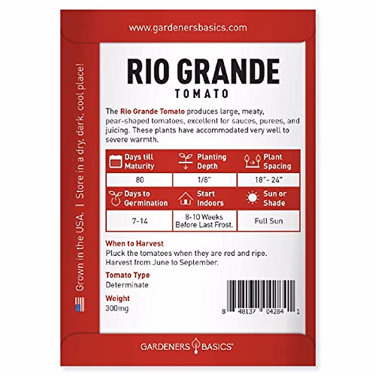 Rio Grande Tomato Seeds for Planting Heirloom Non-GMO Seeds for Home Garden Vegetables Makes a Great Gift for Gardening by Gardeners Basics