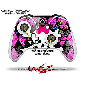 WraptorSkinz Decal Vinyl Skin Wrap Compatible with Xbox One S Console and Controllers - Pink Diamond Skull