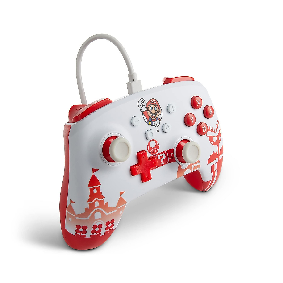 PowerA Enhanced Wired Controller for Nintendo Switch - Mario Red/White, Gamepad, game controller, wired controller, officially licensed (Nintendo Switch)
