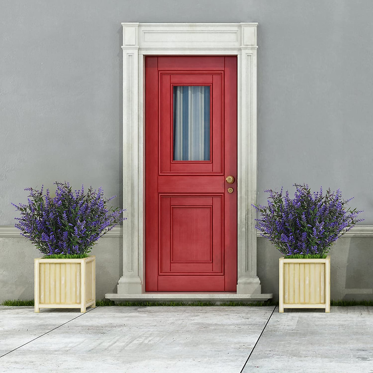 Purple Artificial Lavender 12Pcs Lavenders Plant Faux Flowers Artificial Plants Outdoor Plastic Flowers Uv Resistant Lavender Bouquet Fake Flowers Outdoor Kitchen Garden Window Home Front Porch Decor