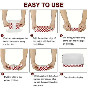 50 Packs Red Checkered Paper Food Trays Carnival Party Supplies Red and White Checker Nacho Trays Paperboard Tray Picnic Hot Dog Trays School Restaurant Supplies