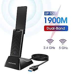 EDUP LOVE USB 3.0 WiFi Adapter AC1900Mbps 5.8Ghz/2.4Ghz 6dBi Antennas Wireless Network Adapter Wi-Fi Dongle for Laptop Desktop PC Supports Windows 10/7/8/8.1/XP Mac OS X 10.6-10.15.4