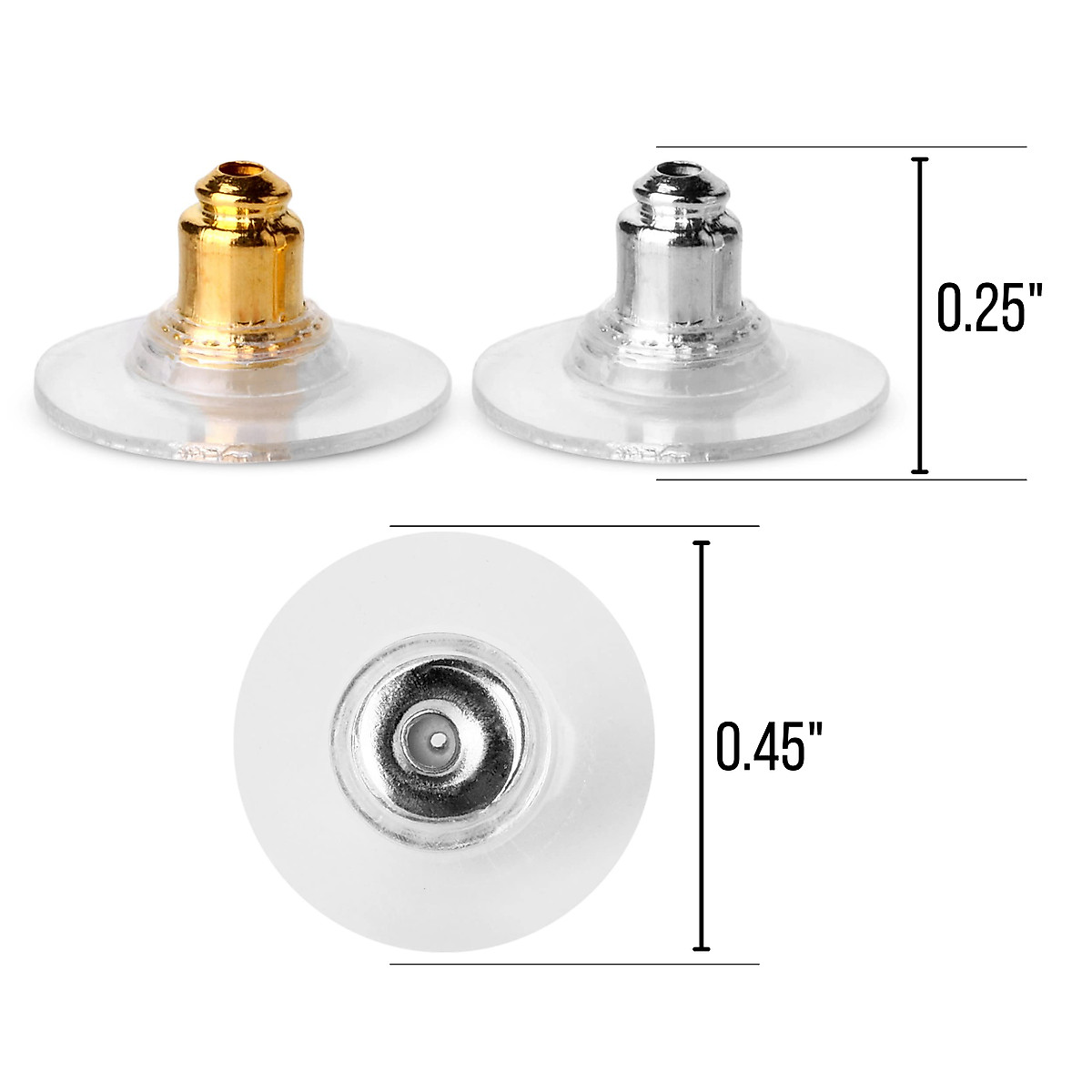 Mr. Pen- Bullet Clutch Earring Backs with Pad, 76 pcs, Gold & Silver, Rubber Earring Backings, Earring Backs for Studs, Earring Backs Replacements, Pierced Earring Backs, Earring Stoppers.