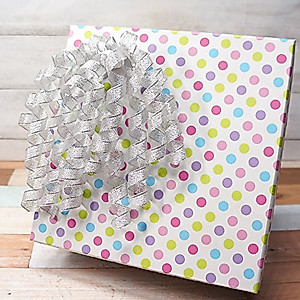 CT CRAFT LLC Curly Bows for Gift Wrapping - Curling Ribbon Silver - Ribbons for Crafts - Self-Adhesive Bows - Ribbons and Bows for Gift Wrapping Christmas, Crafts - 6 inches Long (6 Count)