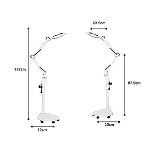 Floor Standing Magnifying Lamp, Adjustable Swivel Arm 16x Magnifier Lamp Light for Skiare Beauty Manicure Tattoo Salon Spa with Rolling Floor Stand Interesting Life