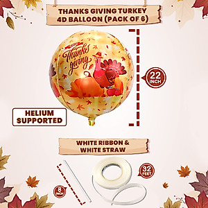 KatchOn, Thanksgiving Turkey Balloons - Large 22 Inch, Pack of 6 | Fall Swirls for Fall Decorations Classroom - Pack of 30, No DIY | Thanksgiving Decorations for Office, Fall Decor