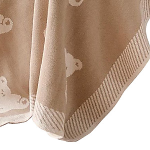 Yuehuam Baby Blanket Knitted Bear Soft Cotton Blanket for Infants Toddler Boys and Girls Size 33 x 43 inches, Small Bear