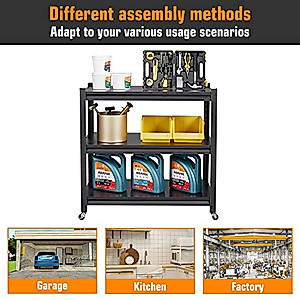 ZAOUS Garage Shelving Heavy Duty Loads 360LBS, 63" Heavy Duty Garage Storage Shelves, Adjustable 3 Tier Metal Shelves for Garage Basement Kitchen Warehouse, 31.5" H x 34" W x 18" D (3-Tier)