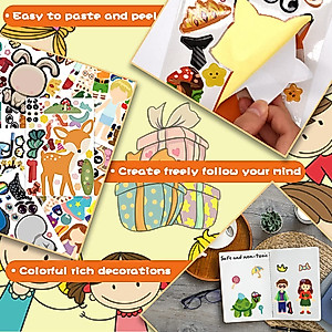 100 Pcs Funny Make Face Stickers Sheet with 25 Designs,Animals Unicorns Mermaids Figures Make Your Own Stickers for Toddlers Kids Full Body Mix and Match Craft Teacher Rewards Birthday Party Favors