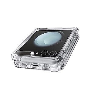 Speck Clear Samsung Galaxy Z Flip 5 Case - Foldable, Scratch Resistant & Drop Protection - Anti-Yellowing Clear Phone Case for Galaxy Z Flip 5 - Presidio Perfect-Clear