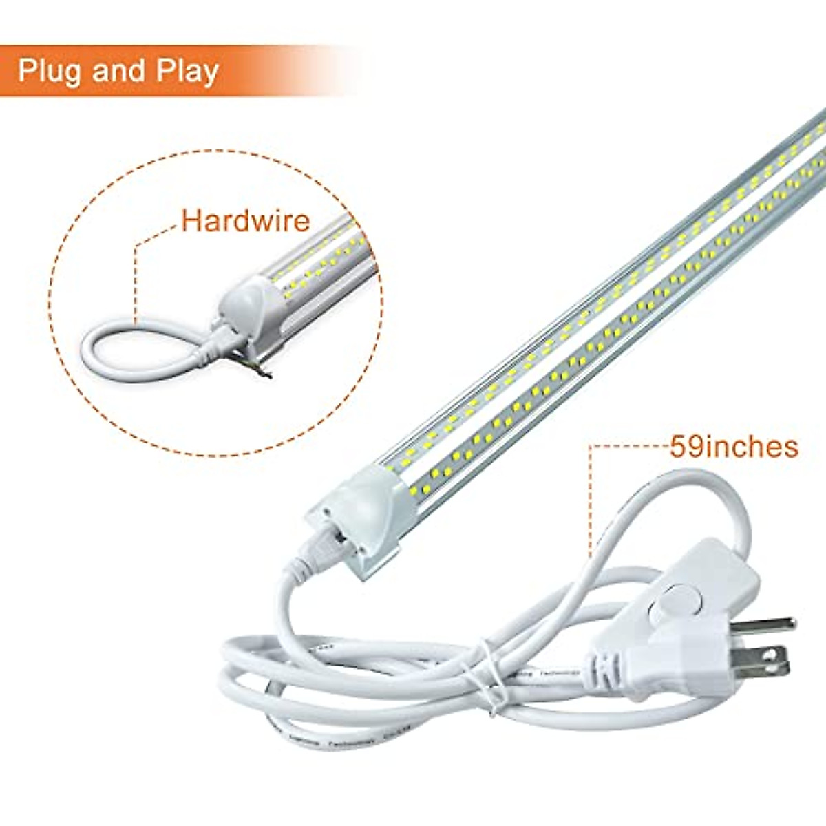 ONLYLUX 8ft LED Shop Light, 8' 100W 15000lm 6000K (12 Pack), 8 Foot Linkable led Shop Lights with Plug Fixture for Garage Workshop, T8 LED Tube Lights, High Output,