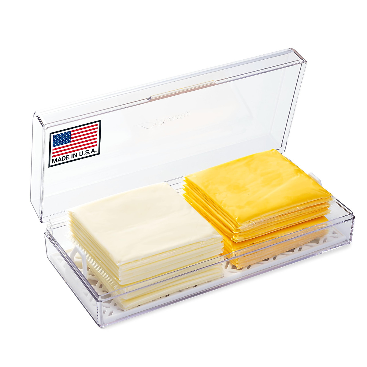 Pikanty American Sliced Cheese Holder | Airtight Storage Container for Fridge | Hinged Lid | Dishwasher Safe | Holds 24 Slices | Made in USA