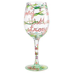 Enesco Designs by Lolita Mom Everyday Hand-Painted Artisan Wine Glass, 1 Count (Pack of 1), Multicolor