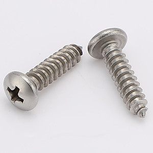 #8 x 3/4" Pan Head Self Tapping Screws Sheet Metal Wood Screws, 304 Stainless Steel 18-8, 100 PCS