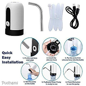 FVSTR 5 Gallon Water Dispenser,Electric Drinking Water Pump Universal USB Charging Water Bottle Pump for 2-5 Gallon, Portable Water Dispenser Pump for Camping