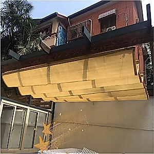 exproyzk Pergola Shade Cover Awning - Retractable Waterproof for Patio Deck - Slide on Wire Wave Shade Sail (Color : Sand, Size : 1.5x4m)