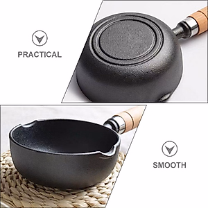 DEARMAMY Wok Small Metal Sauce Pot Iron Sauce Pan Pot with Spout Kitchen Sauce Pan Butter Melting Pot Oil Boil Pot Iron Pan Milk Warm Pan Butter Warmer Pot Metal Sauce Pot with Handle