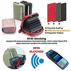 GHGMAO 20 Card Slots Credit Card Wallets for Women Credit Card Holder Ladies Card Case Female Wallet Small Genuine Leather Organizer Id Card Wallet Zipper Purse Case