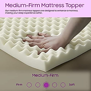 Mayton Convoluted Egg Shell 1-inch Breathable Foam Bed Topper | Makes Mattresses Comfortable and Relaxing, Provides Faster Pain Relief, and Provides Orthopedic Beneficial Support, Twin, White