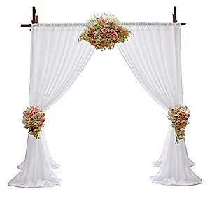 HOMEIDEAS White Backdrop Curtains for Parties, Wrinkle Free Polyester Photography Backdrop Drapes for Wedding Birthday Decorations, 5ft x10ft Set of 2 Panels