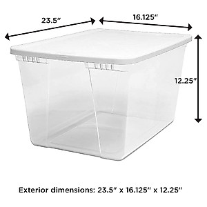 HOMZ 56 Quart Snaplock Clear Plastic Storage Tote Container Bin with Secure Lid and Handles for Home and Office Organization (4 Pack)
