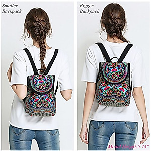 Goodhan Vintage Embroidered Women Backpack Ethnic Travel Handbag Shoulder Bag