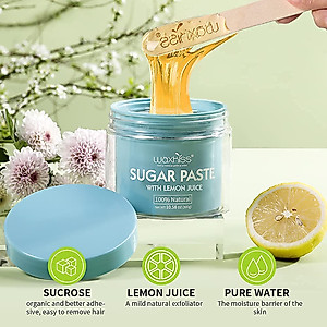Sugar Wax Kit - Medium All-Purpose Hair Removal Kit with Lemon Juice for Brazilian, Legs, Arms, Bikini, Back, Chest, Face
