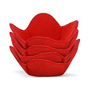House and Hash - Bowl Holder Warmers  to Keep Food Warm and Your Hands Cool, Made of Microfiber Heat Resistant Fabric for Safe Grabs, Microwavable Bowl Holders, Set of 4 (4, Red)