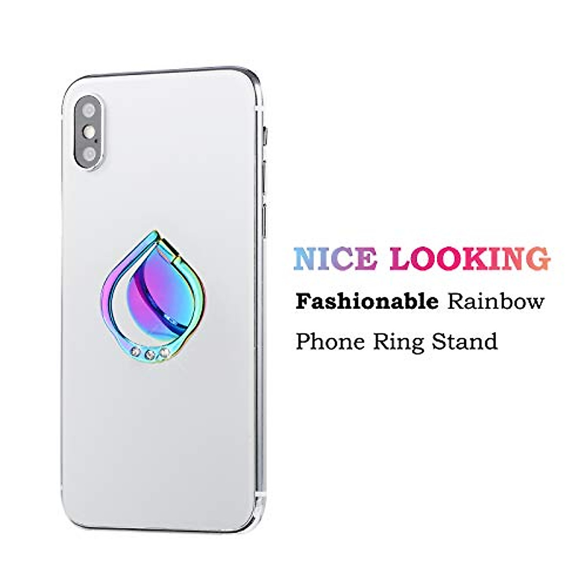 lenoup Rainbow Sparkle Cell Phone Ring Stand Holder,Glitter Bling Bling Rainbow Ring Grip Kickstand,360 Rotation Finger Ring for Almost All Phones,Pad