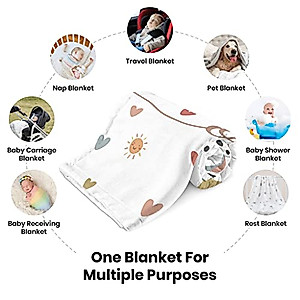 Lcyawer Personalized Baby Blankets with Name for Girls Boys Kids,Custom Boho Style Baby Blanket with Rainbow, Personalized Rainbow and Heart Blanket, Expecting Mom Gift