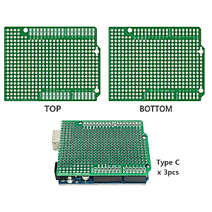 ElectroCookie Proto Shield Kit Compatible with Arduino Uno R3, Expansion Prototyping PCB Board (3 Types, 9 Pack)