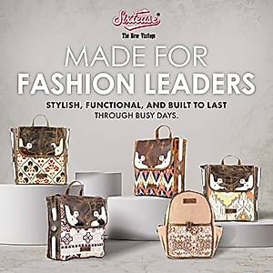 SIXTEASE Womens Fashion Backpack Chic Vintage Style Backpack Made with Genuine Leather, Upcycled Canvas, or Hair On - Large Interior with Multiple Inner and Outer Pockets - Cosmic Latte