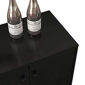 Panana Sideboard Buffet Cabinet Kitchen Storage Cabinet Living Room 4 Doors Console Table (Black)