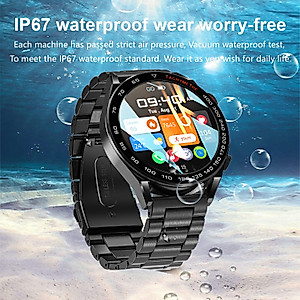 paazomu Men Smart Watch for Android iOS, Bluetooth Call with Heart Rate/Sleep Monitor Fitness Tracker, 1.46" Full Touch Screen IP67 Waterproof Stainless Steel Business Activity Tracker for Men