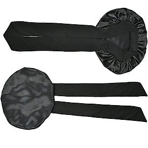 Silk Bonnets Satin Bonnet for Women Curly Hair Covers Large Sleep Hair Bonnets Sleeping Night Cap Silk Bonnet with Tie Band (Black + Pink Floral + Purple Floral)