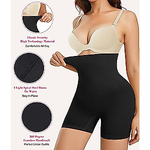 Nebility Women Waist Trainer Shapewear Tummy Control Body Shaper Shorts Hi-Waist Butt Lifter Thigh Slimmer (3XL/4XL, Black)