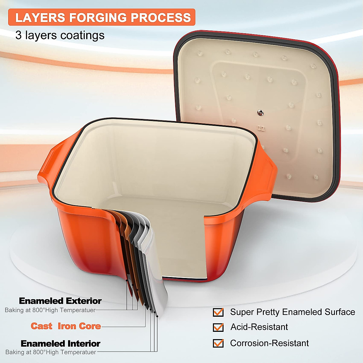 Dutch Oven, imarku 3.5 Quart Enameled Cast Iron Dutch Oven Pot with Lid for Braising, Broiling, Frying, Bread Baking, Roast Turkey, Oven Safe Up To 550°F, Enamel Coating, Nonstick Easy to Clean