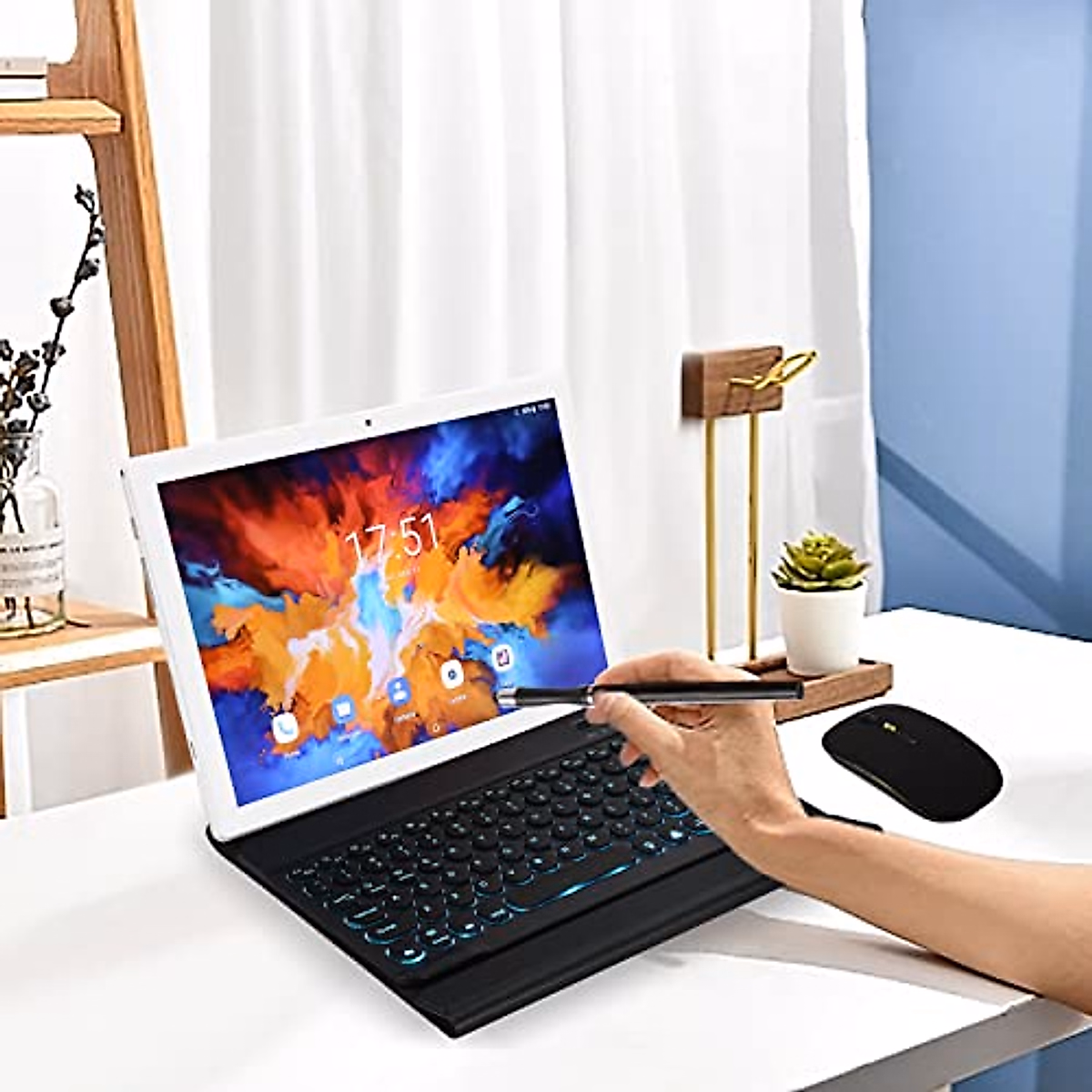 10.1 Inch Tablet Android 11 Tablet, 4G LTE Tablet with BT Keyboard for Business Office Students, Octa Core Tablet PC with BT Keybaord, 12GB RAM 256GB ROM, Gifts (White)