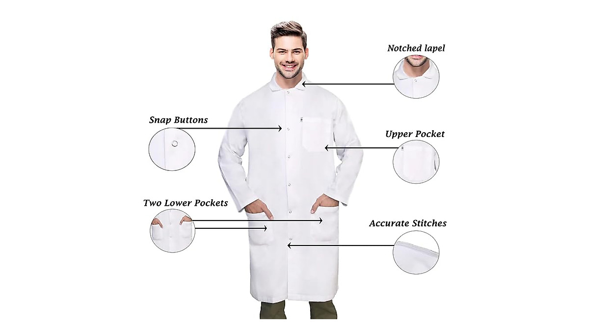 DR Uniforms Unisex Lab Coat - 100% Cotton Convenience